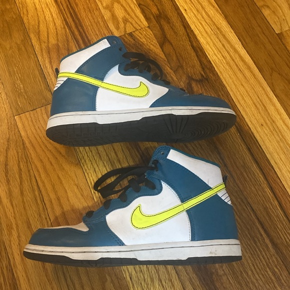 Nike | Shoes | Boys Nike Dunks Whitedark Tealneon Yellow | Poshmark